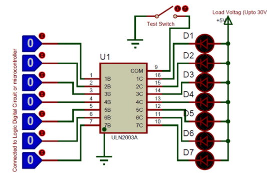 ULN2003A Seven Darlington Array: Pinout, Features and Datasheet