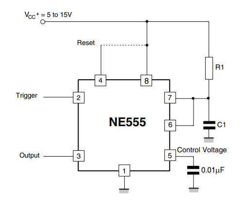 NE555N Timer: Pinout, Datasheet, and Schematic Diagram