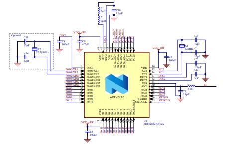 NRF52832 Multiprotocol Bluetooth: Datasheet, Pinout and Schematic