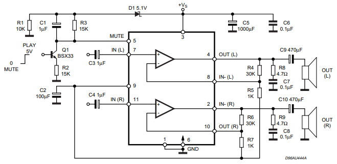 TDA7265 Audio Amplifier: Pinout, Datasheet, and Application Circuits