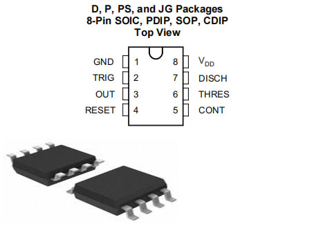 TLC555 Timer: Pinout, Package and Datasheet