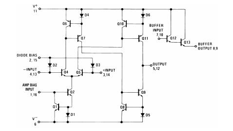 LM13700N Dual Transconductance Amplifier: Datasheet, Pinout ...