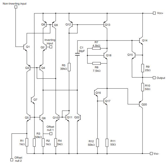 UA741CN Operational Amplifier: Pinout, Datasheet, and Schematic Diagram