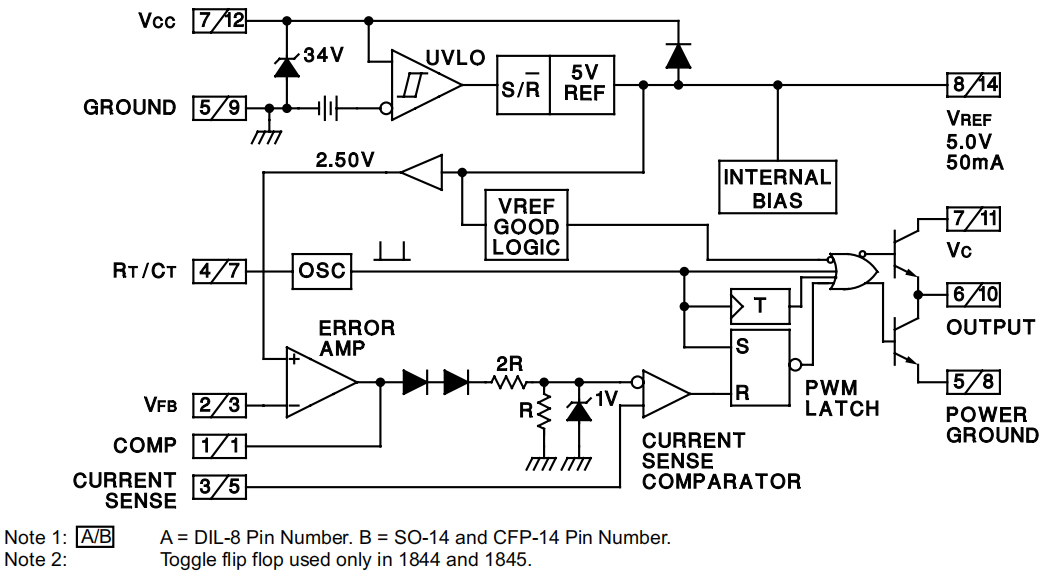 UC3844 PWM Controller: Uses, Pinout and Datasheet