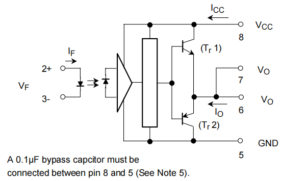 TLP250 Photocoupler: Schematic, Pinout and Datasheet