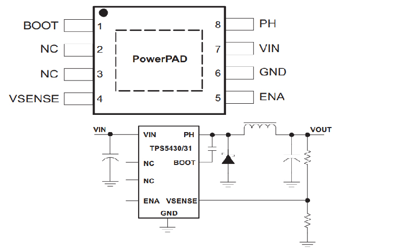 TPS5430 Step-Down Converter: Pinout, Equivalent and Datasheet