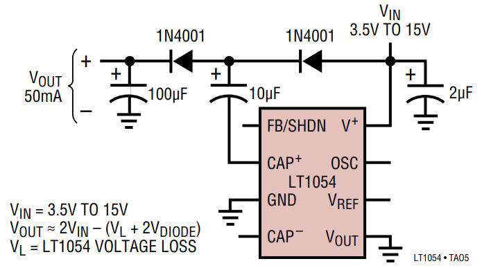 LT1054 Voltage Converter and Regulator: Pinout, Applications and Datasheet