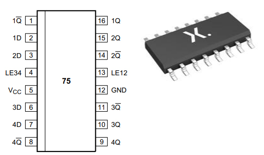 74HC75 Transparant Latch: Pinout, Equivalent and Datasheet