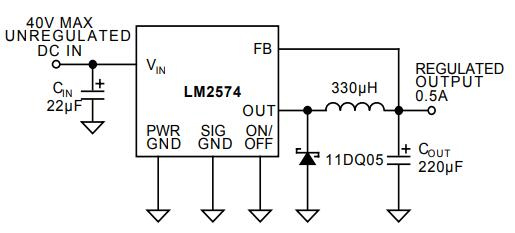 LM2574 0.5A Buck Regulator: Datasheet pdf, Pinout and Circuit