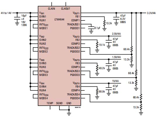 LTM4644IY DC/DC μModule Regulator: Circuit, Pinout, and Datasheet