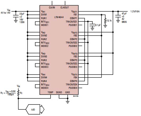 LTM4644IY DC/DC μModule Regulator: Circuit, Pinout, and Datasheet